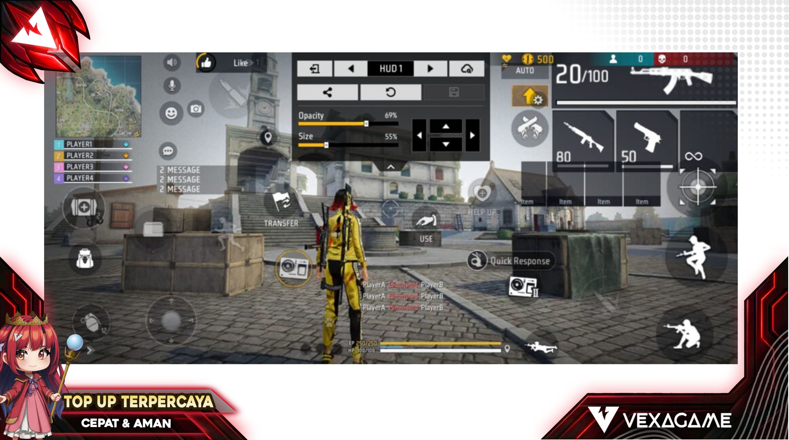 Setting Custom HUD Free Fire Terbaik: 2 Jari, 3 Jari, dan 4 Jari - VexaGame